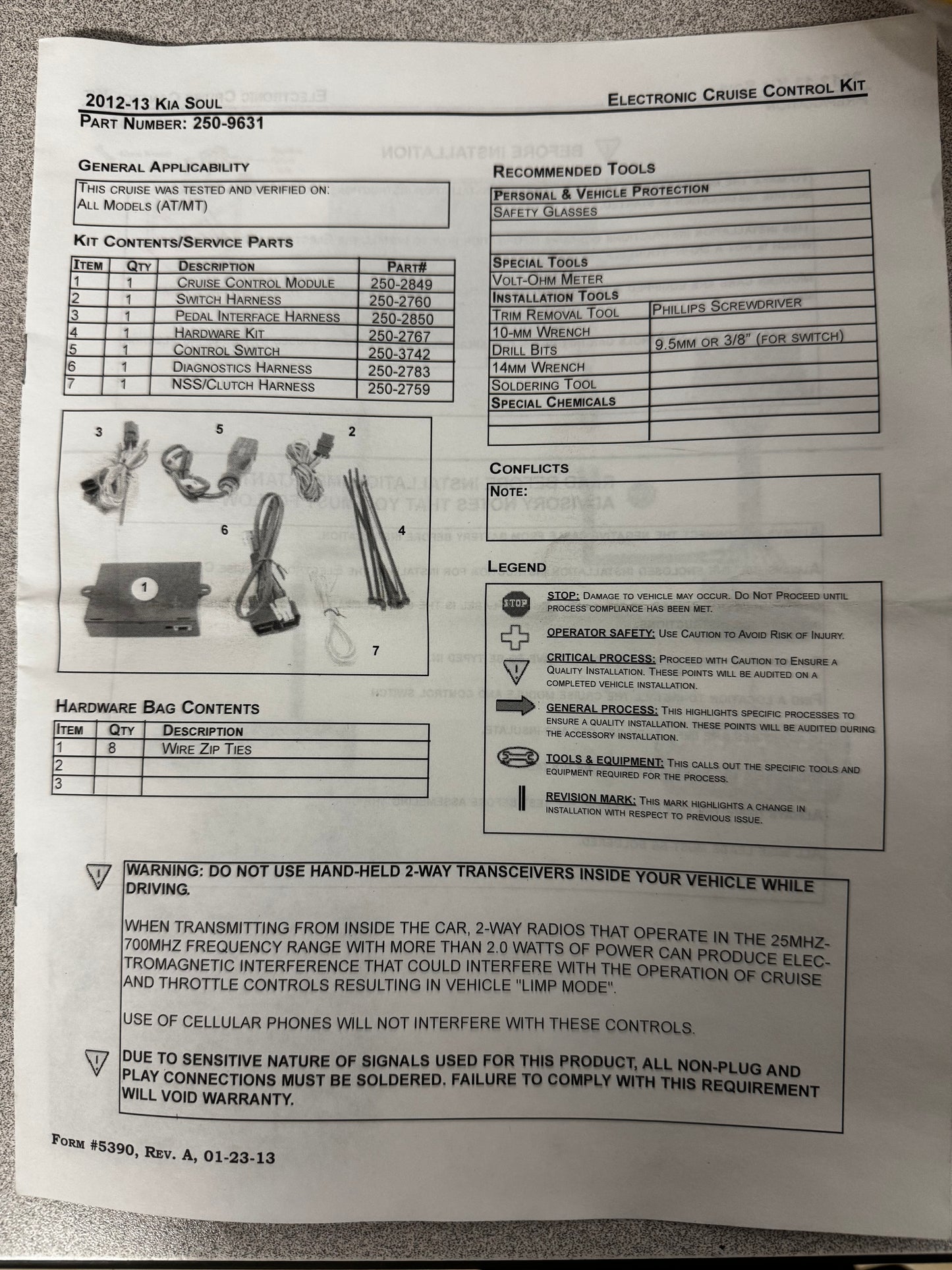 NOS - Rostra 250-9631 Electronic Cruise Control Kit — Kia Soul 2012-20 ...