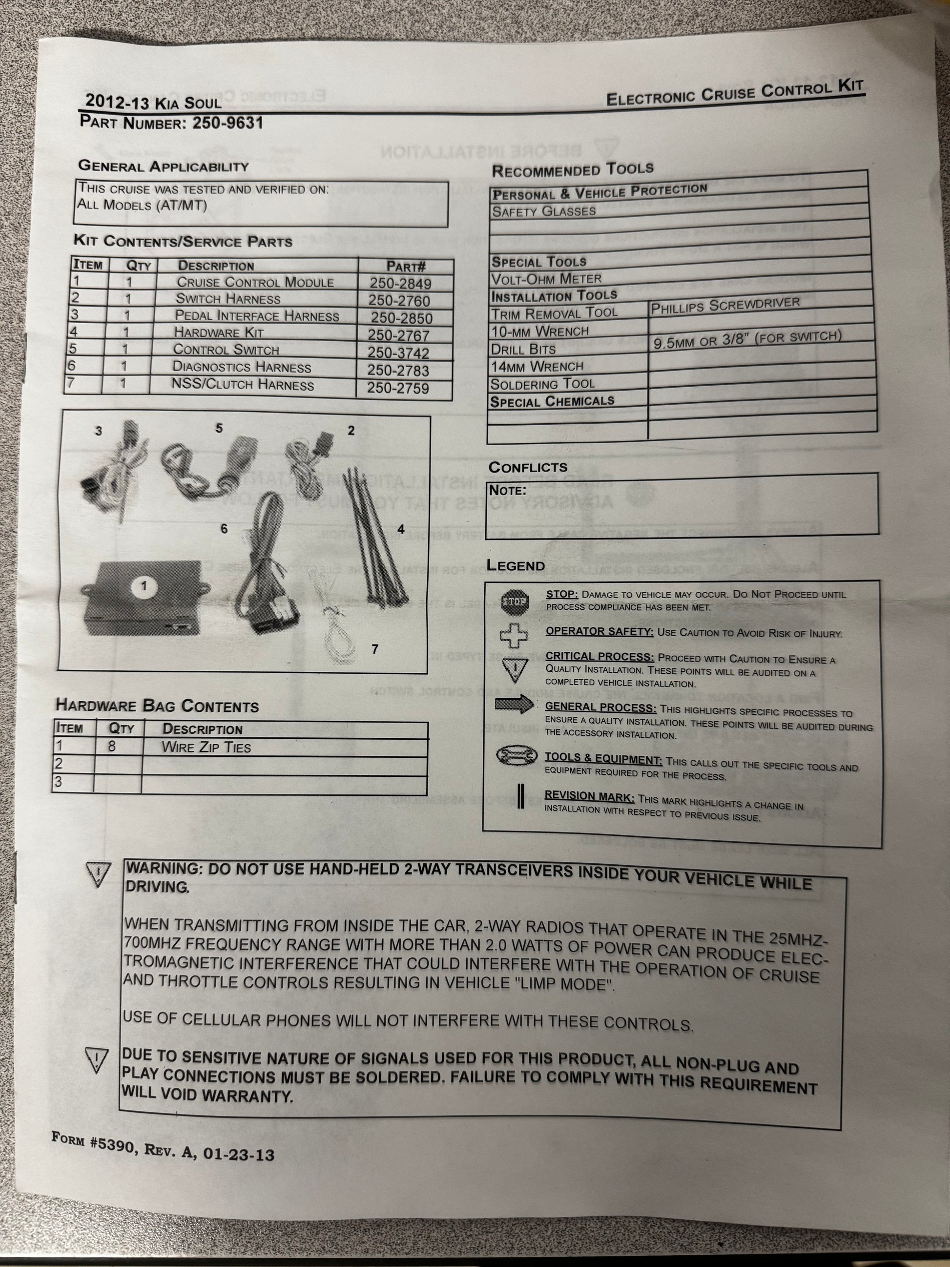 NOS - Rostra 250-9631 Electronic Cruise Control Kit — Kia Soul 2012-20 ...