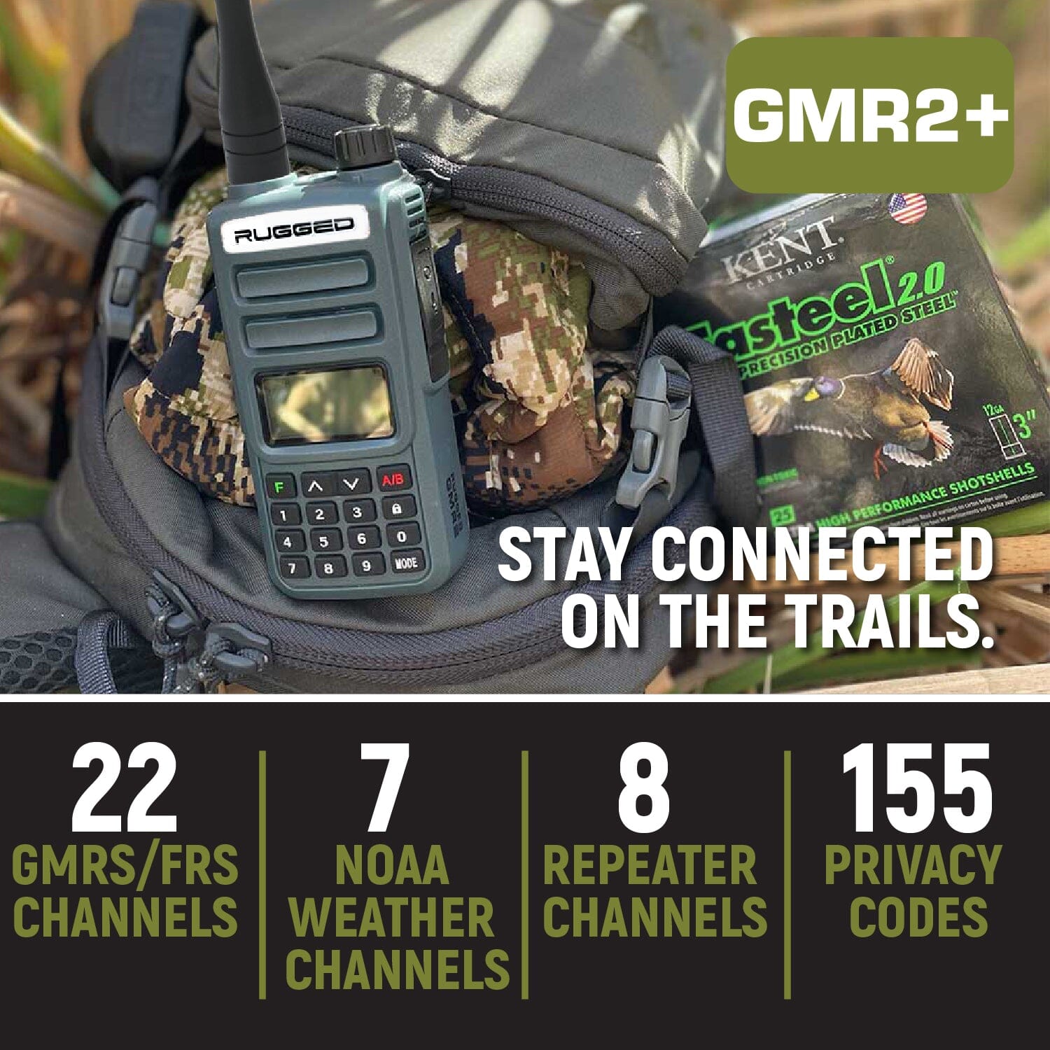 Adventure Pack - Rugged GMR2 PLUS - GMRS and FRS Two Way Handheld Radi ...
